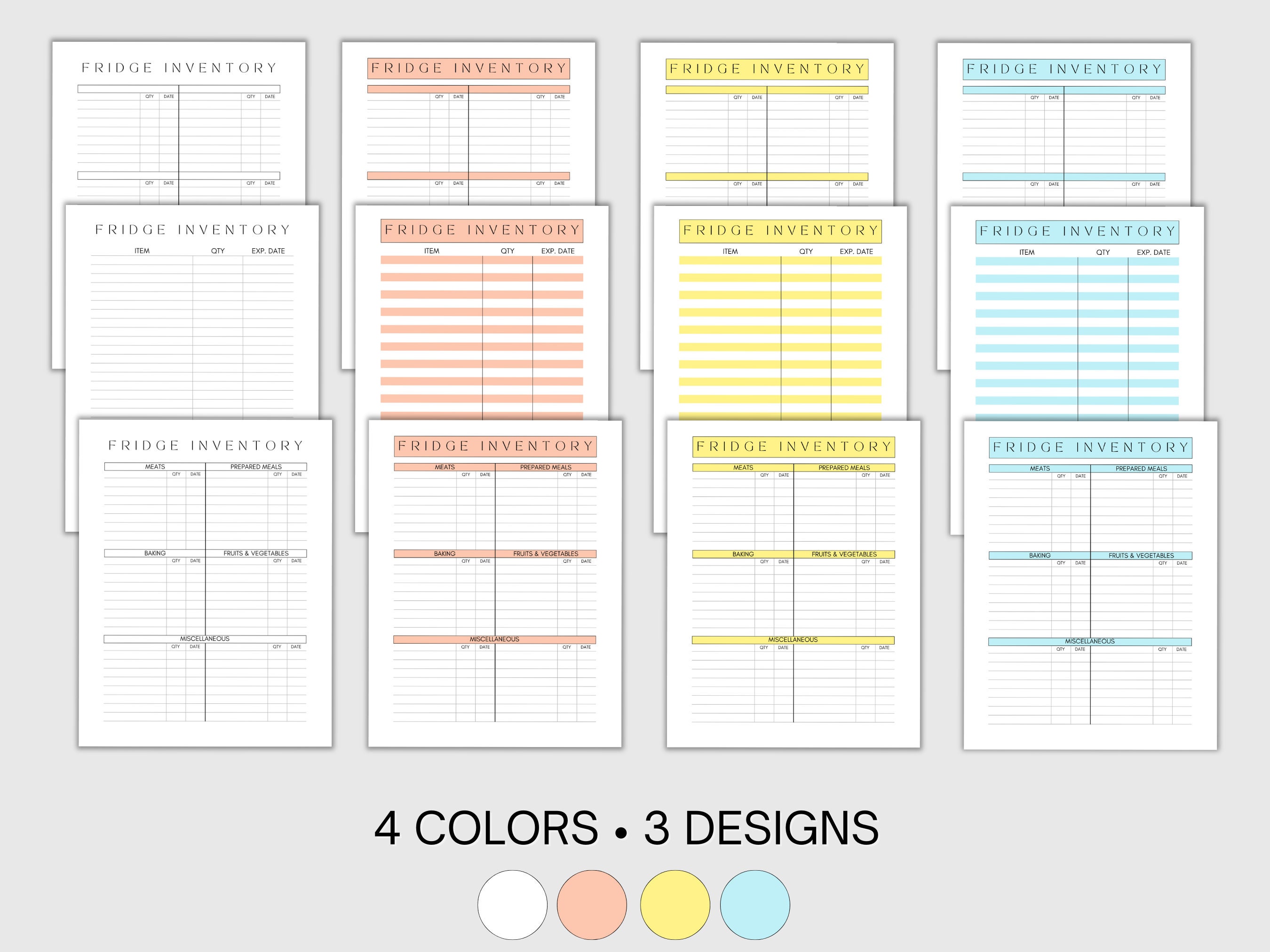 Fridge Inventory List, Tracker, Log Book, Kitchen and Home Management ...