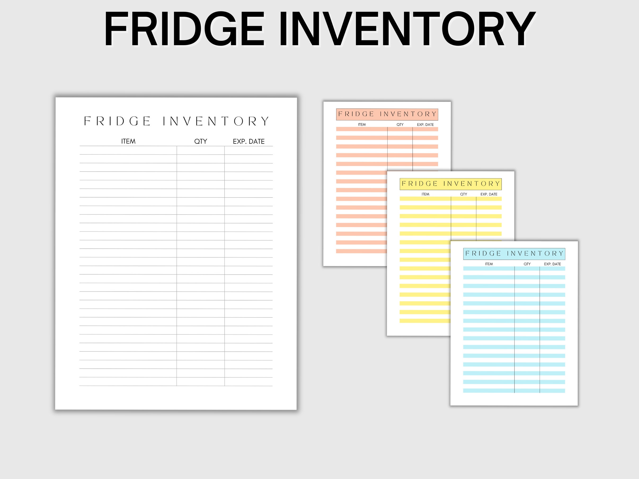 Fridge Inventory List, Tracker, Log Book, Kitchen and Home Management ...