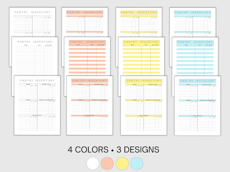 Pantry Inventory List, Tracker, Log, Food Supply, Kitchen and Home ...