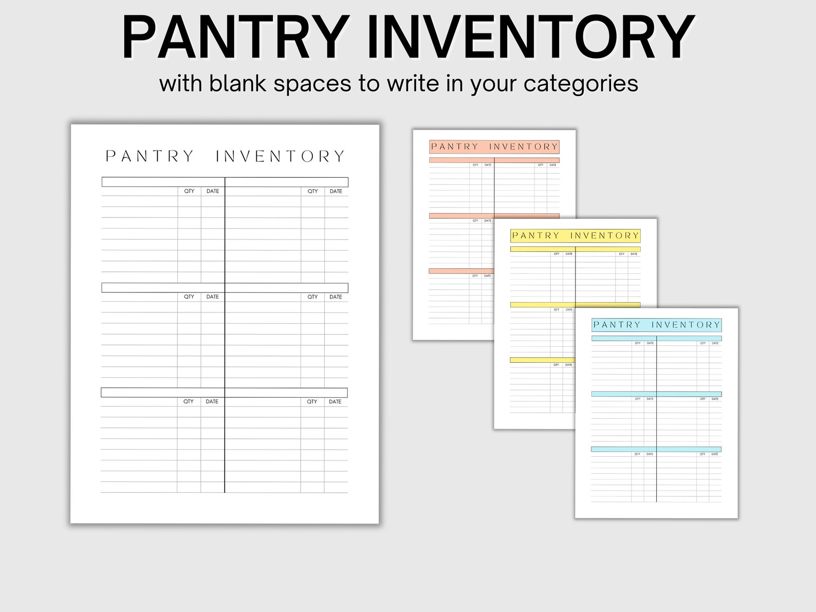 Pantry Inventory List, Tracker, Log, Food Supply, Kitchen and Home ...