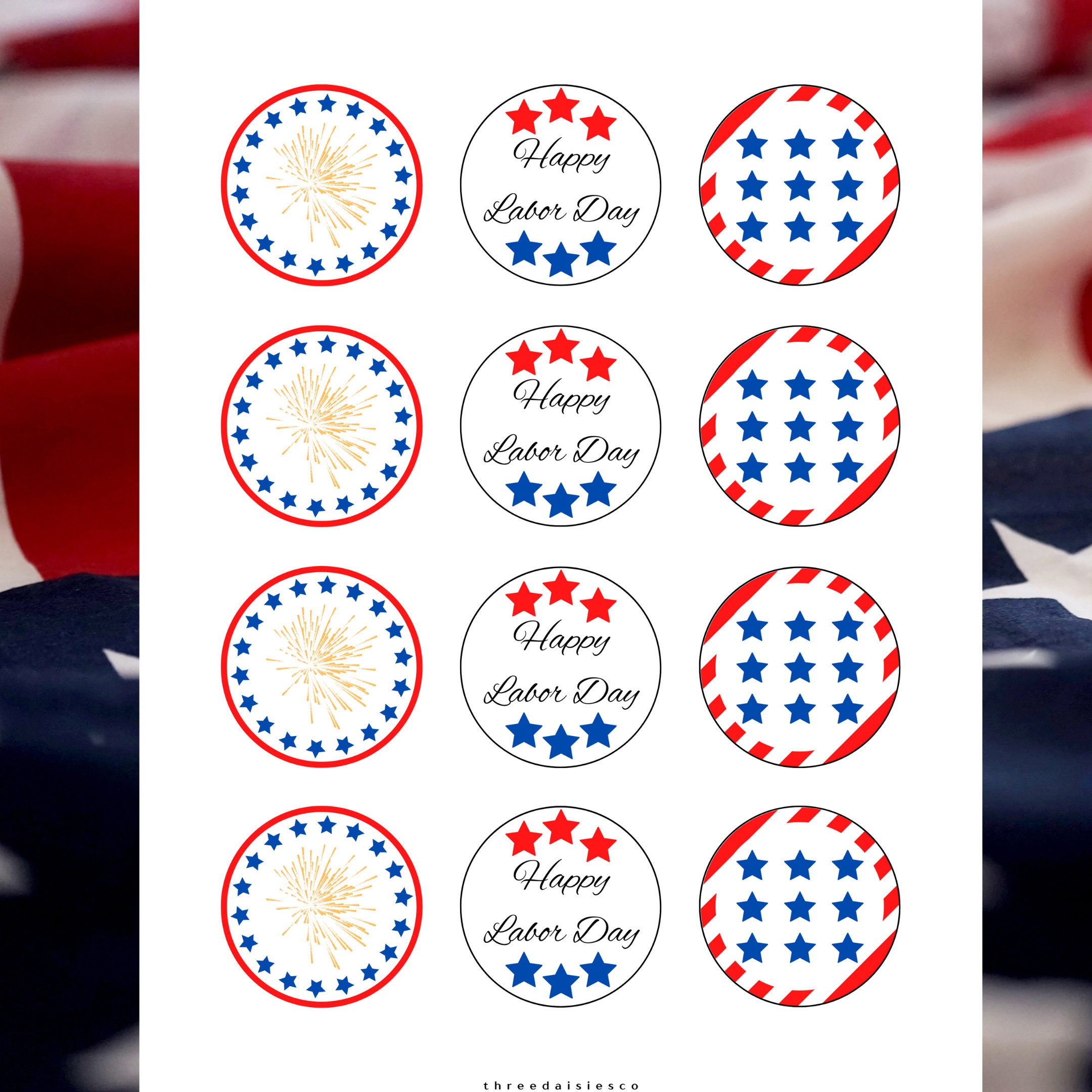 Labor Day Cupcake Food Topper | Printable | Patriotic | Red White Blue ...