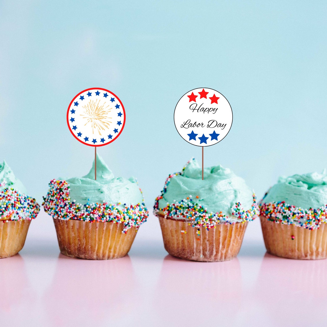 Labor Day Cupcake Food Topper | Printable | Patriotic | Red White Blue ...