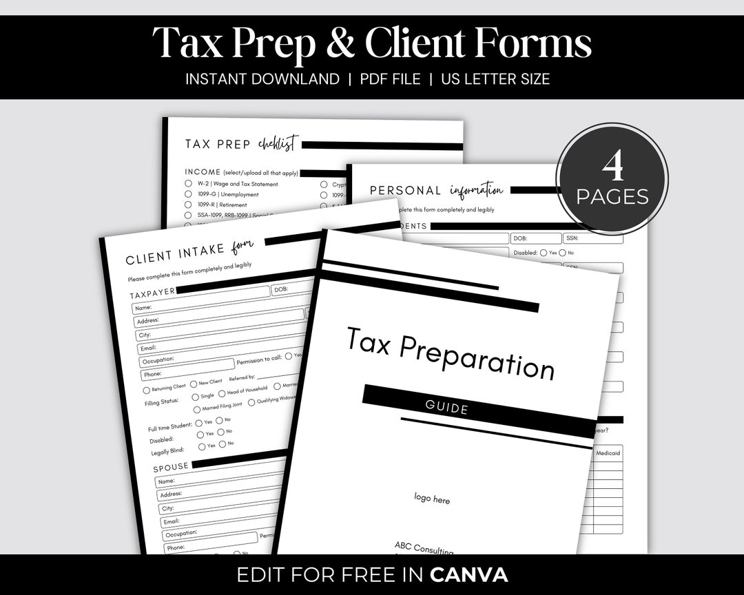 Tax Client Intake Guide With Checklist for Tax Preparers, Editable ...