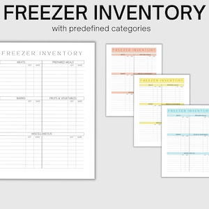Freezer Inventory List, Tracker, Log Book, Meal Journal, Kitchen and ...
