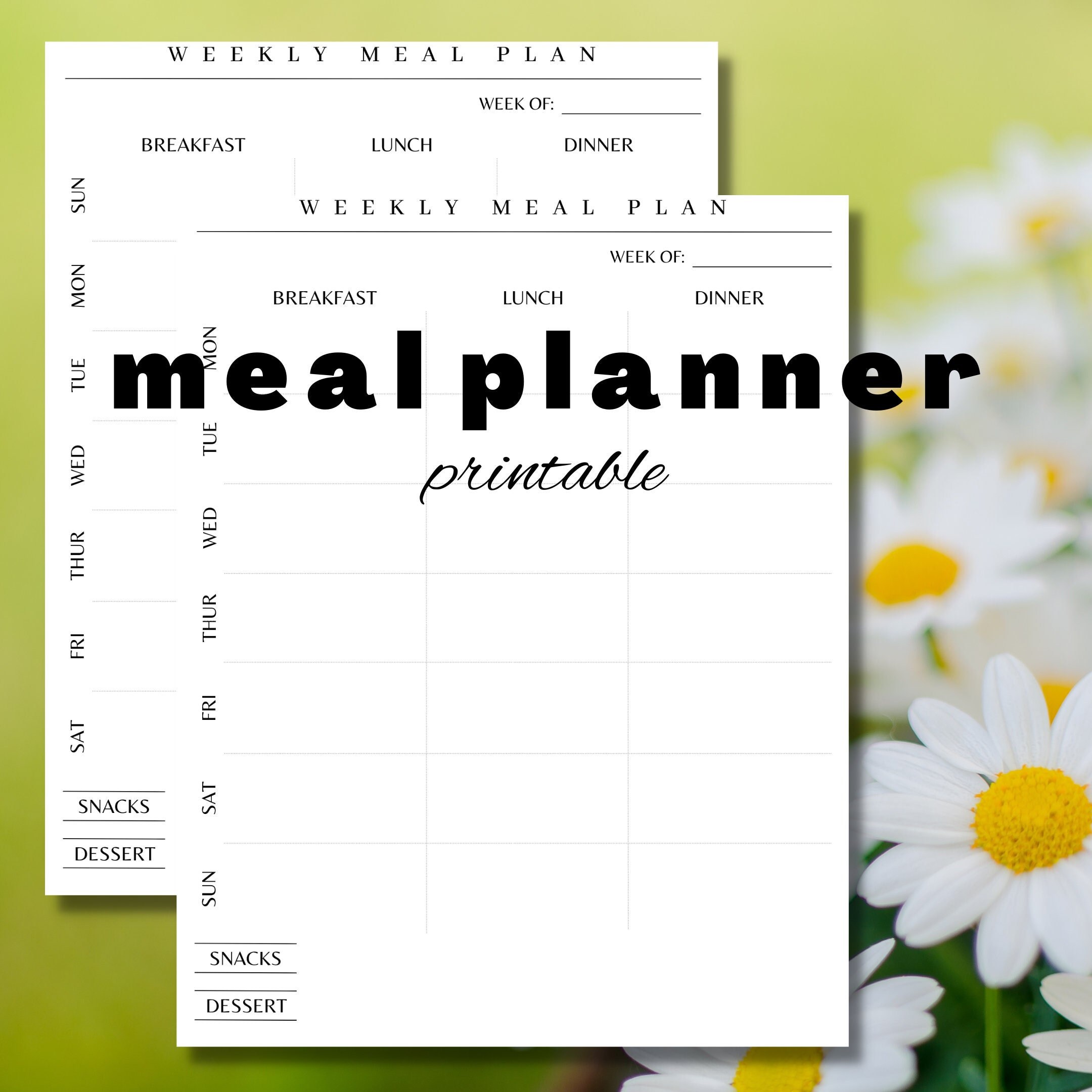 Weekly Meal Planner Chart Minimal Home and Kitchen Management US Letter ...