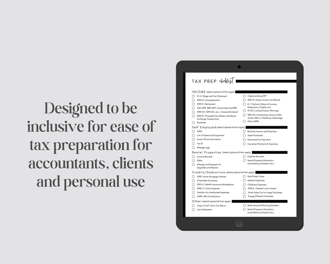 Tax Client Intake Guide With Checklist for Tax Preparers, Editable ...