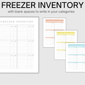 Freezer Inventory List, Tracker, Log Book, Meal Journal, Kitchen and ...