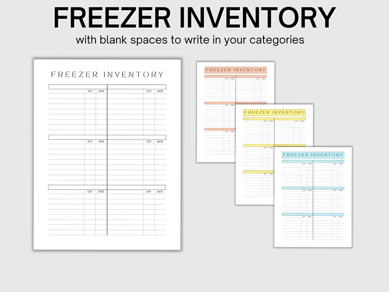 Freezer Inventory List, Tracker, Log Book, Meal Journal, Kitchen and ...