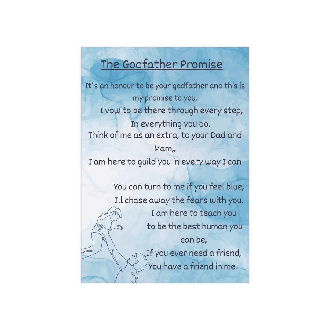 God Father Promise to Godson Keepsake Unframed Prints - Etsy