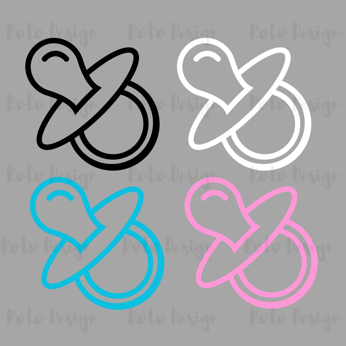 Baby Pacifier PNG: 4 Colors, Iron on Decal (digital Download) - Etsy