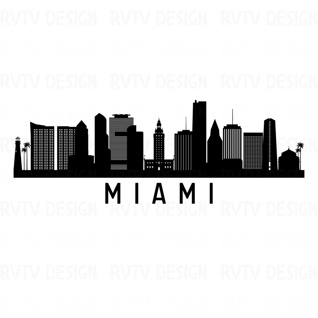 Miami Skyline Silhouette PNG: Cityscape Image (digital Download) - Etsy
