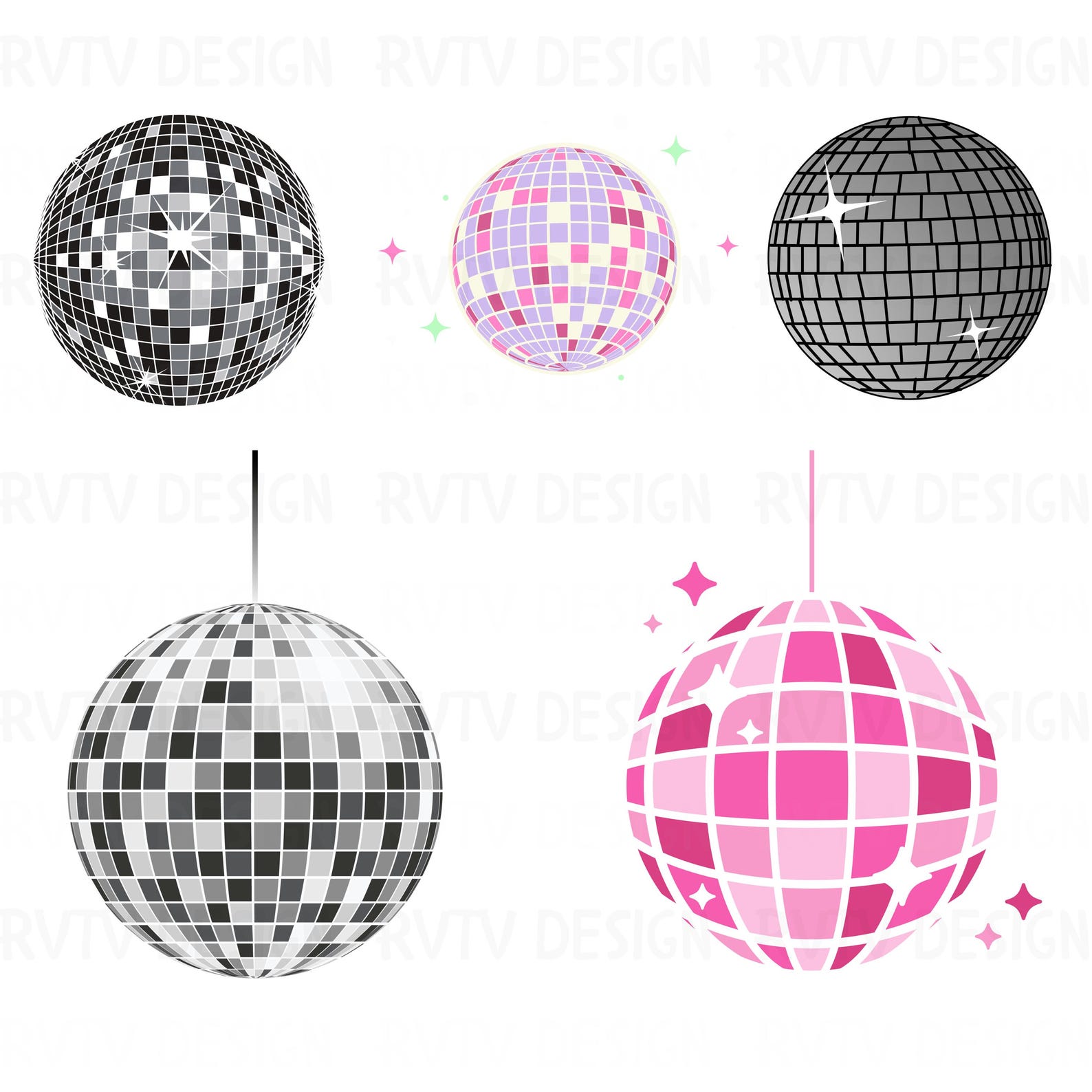 Disco Ball PNG, 5 Types Disco Ball, Discoball Png Files, Retro Svg ...