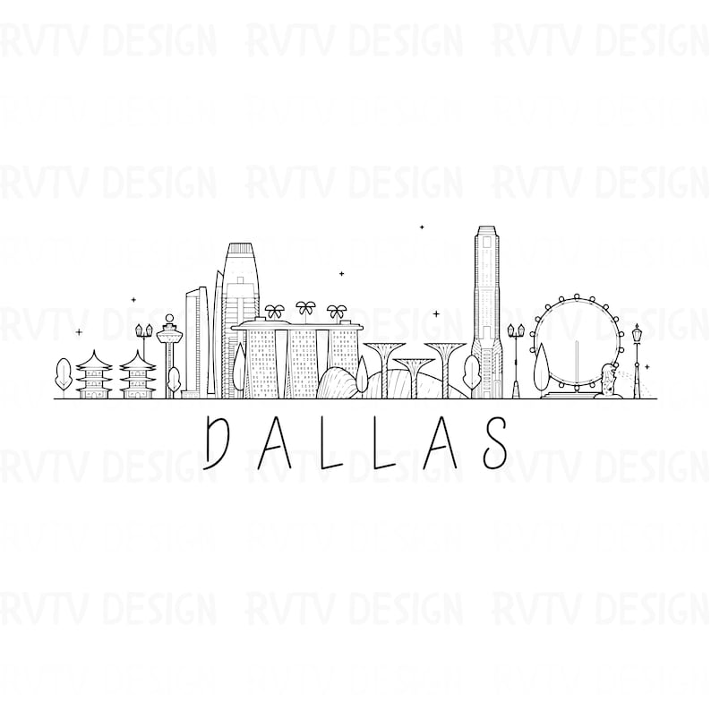 Dallas Skyline PNG, City Silhouette, Texas (digital Download) - Etsy Canada