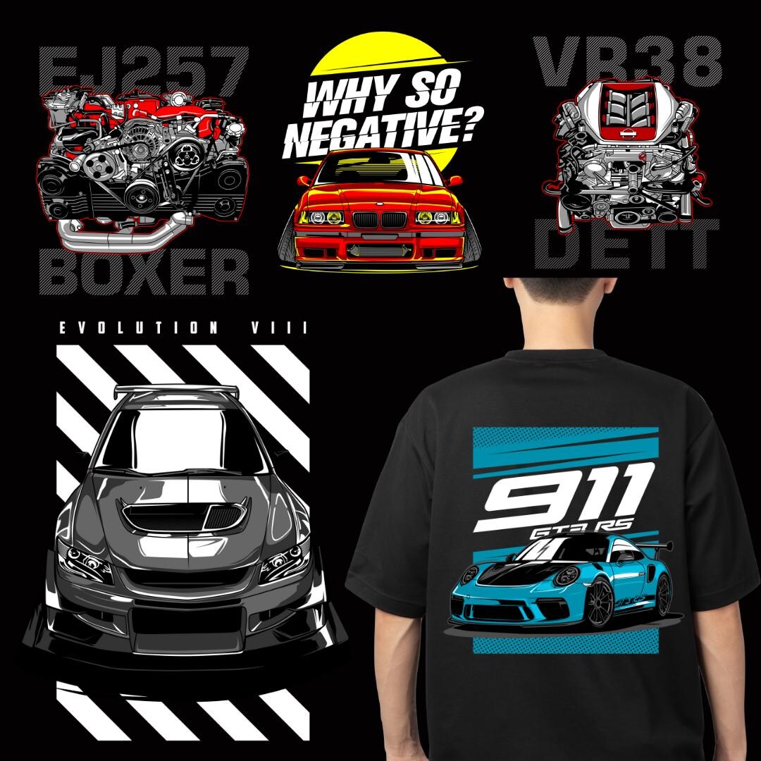 5 Types of Car T-shirt Designs, Design Bundle, PNG Graphics for Car ...