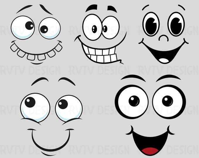 Cartoon Face Gestures Clipart Bundle: SVG, PNG Cut Files - Etsy Canada