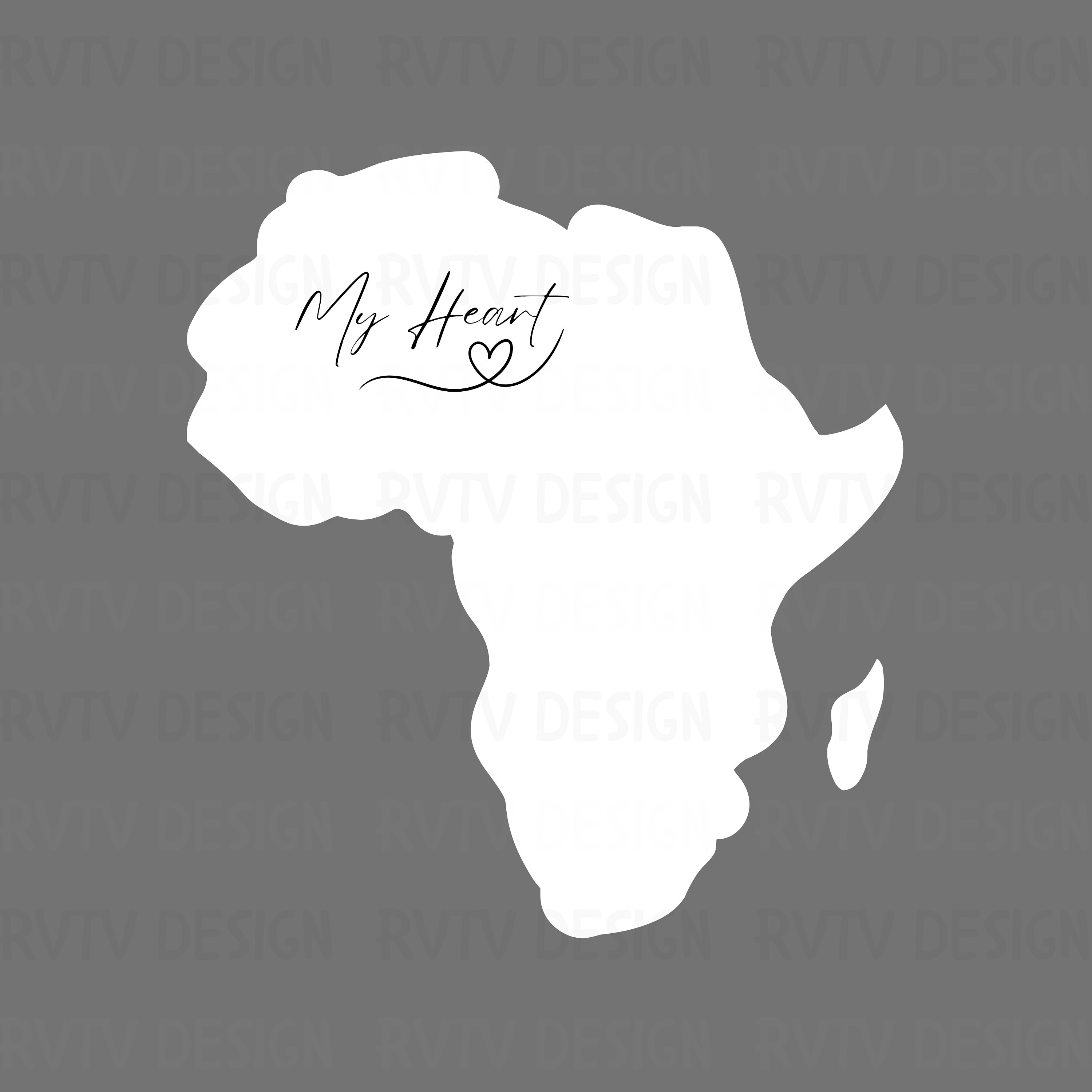 Africa Map With Heart PNG, Cut File (digital Download) - Etsy