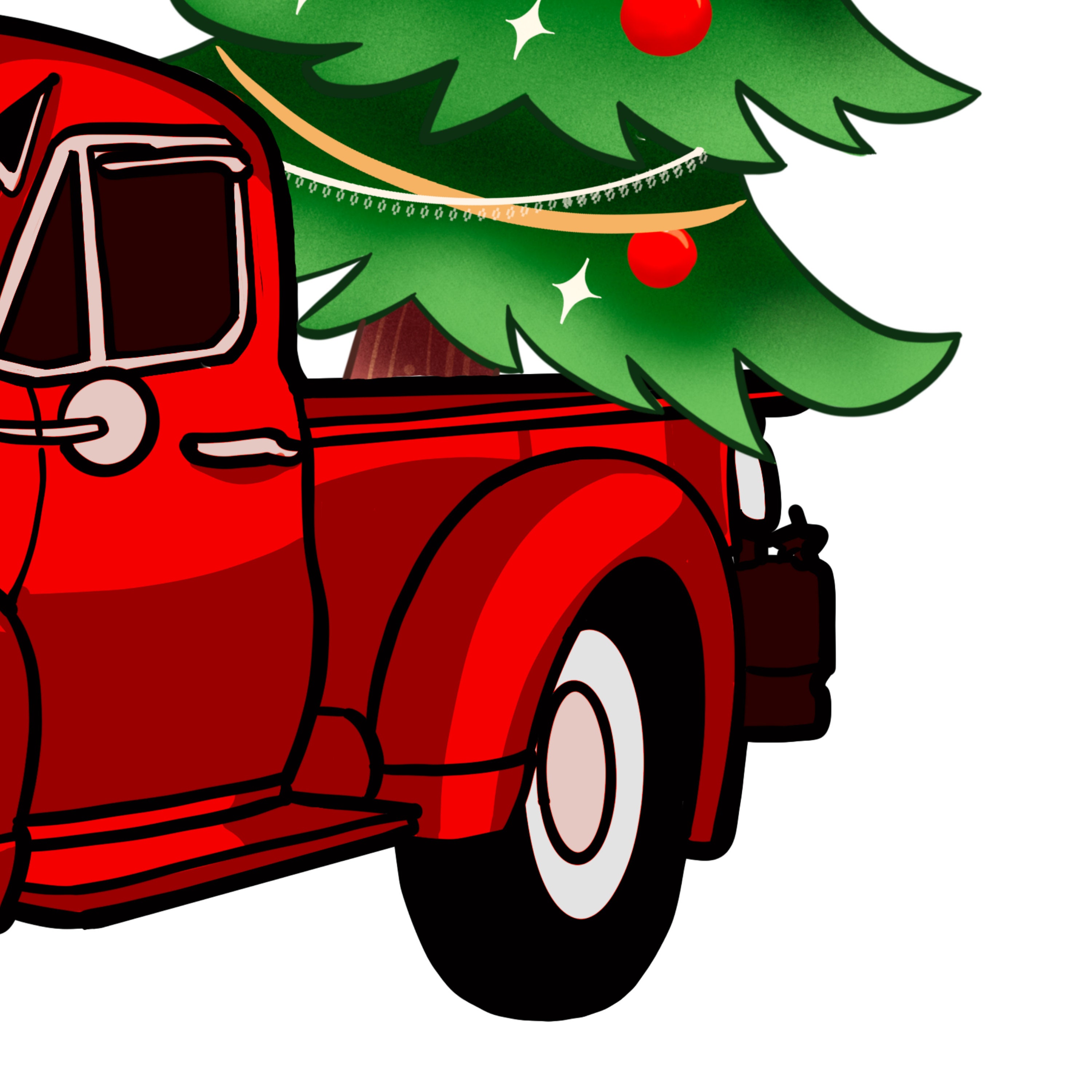 Red Truck Christmas Tree PNG, Holiday Sublimation Design (digital ...