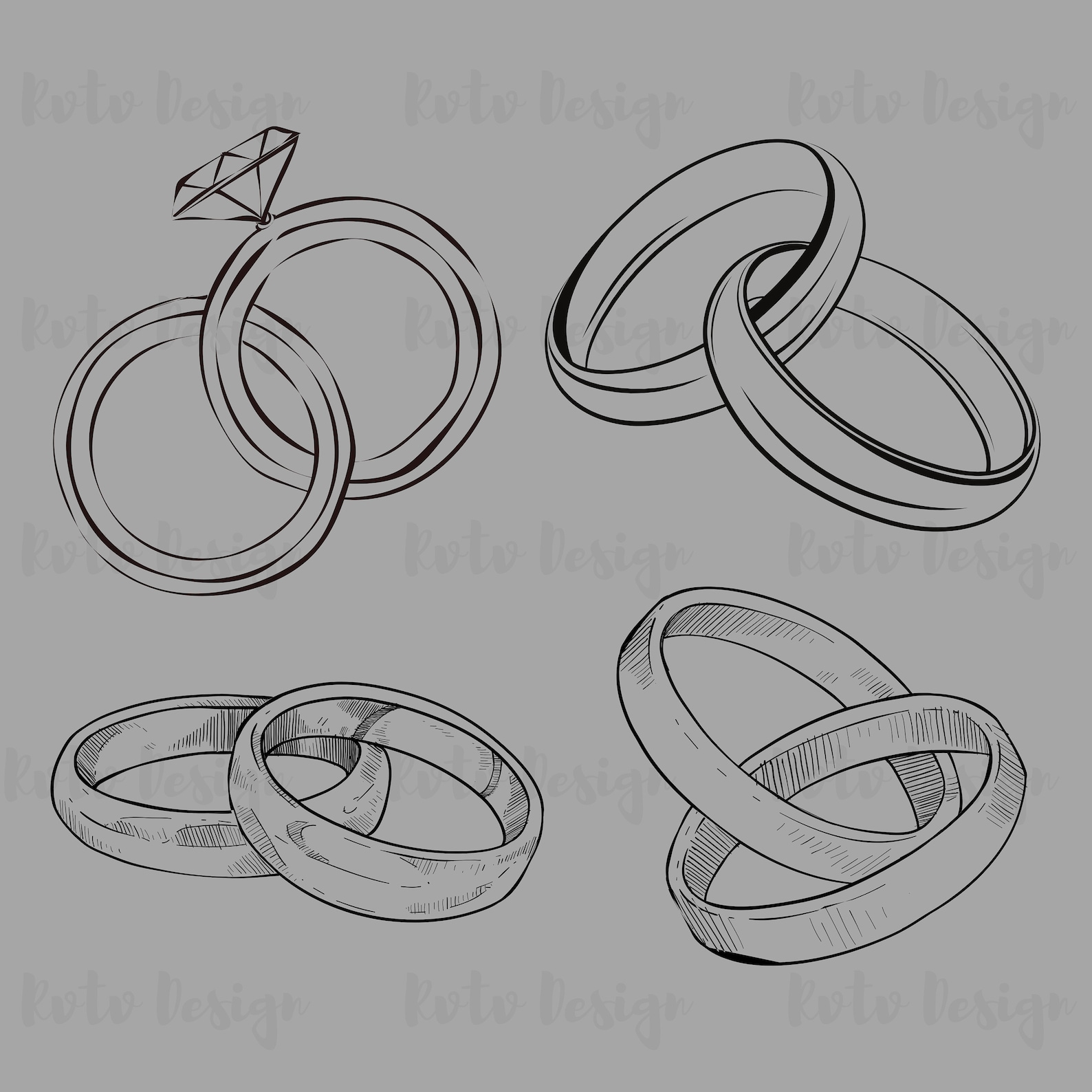 4 Types Marriage Ring PNG, Ring Png, Wedding Png, Clipart, Silhouette ...