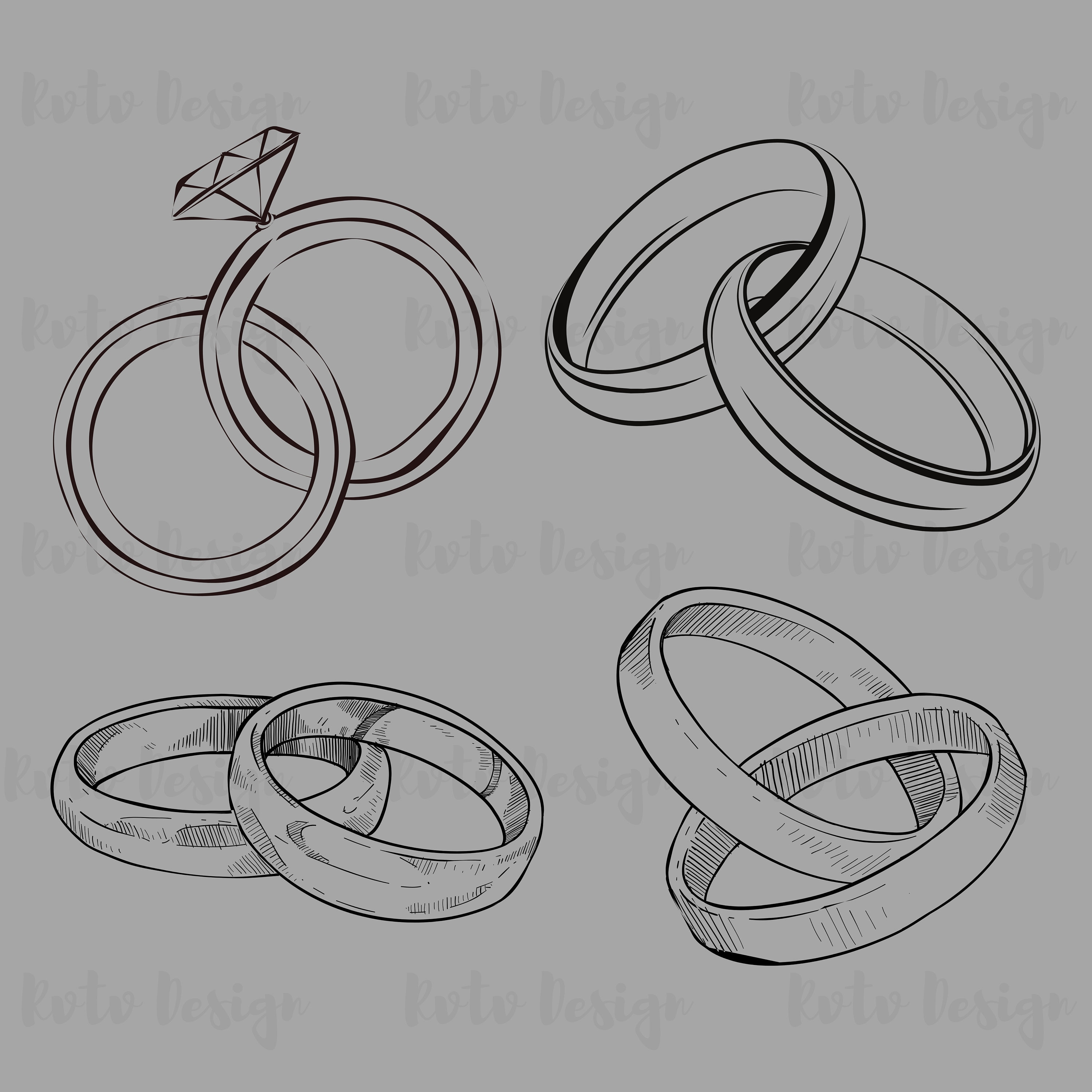 4 Types Marriage Ring PNG, Ring Png, Wedding Png, Clipart, Silhouette ...