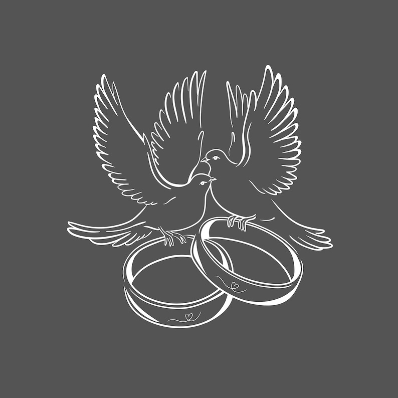 Wedding Rings & Doves PNG Clipart: Marriage Silhouette (digital ...