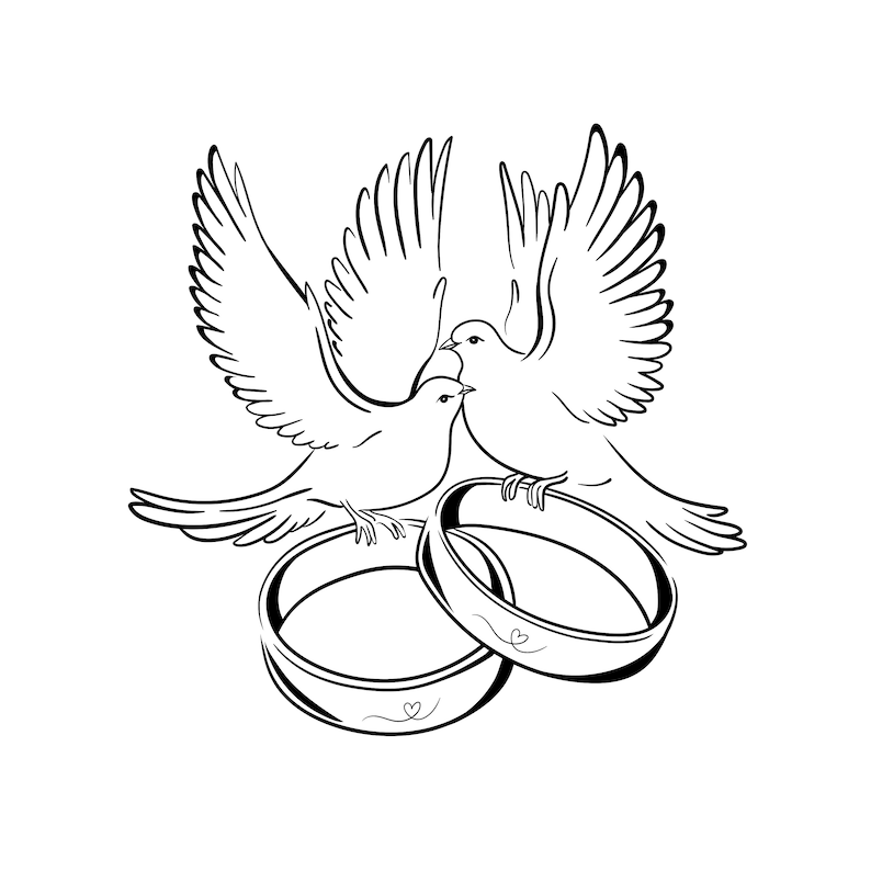 Wedding Rings & Doves PNG Clipart: Marriage Silhouette (digital ...