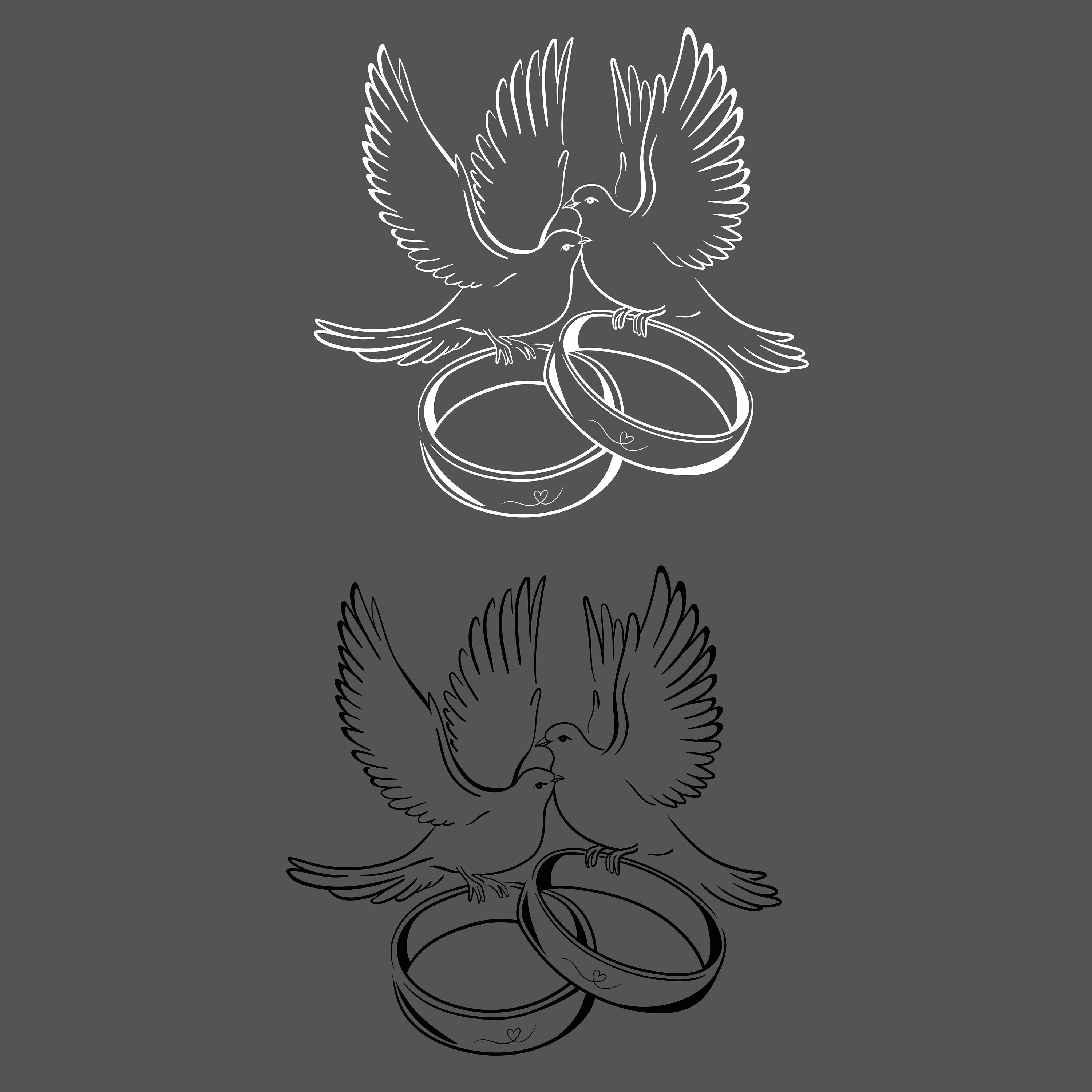 Wedding Rings & Doves PNG Clipart: Marriage Silhouette (digital ...