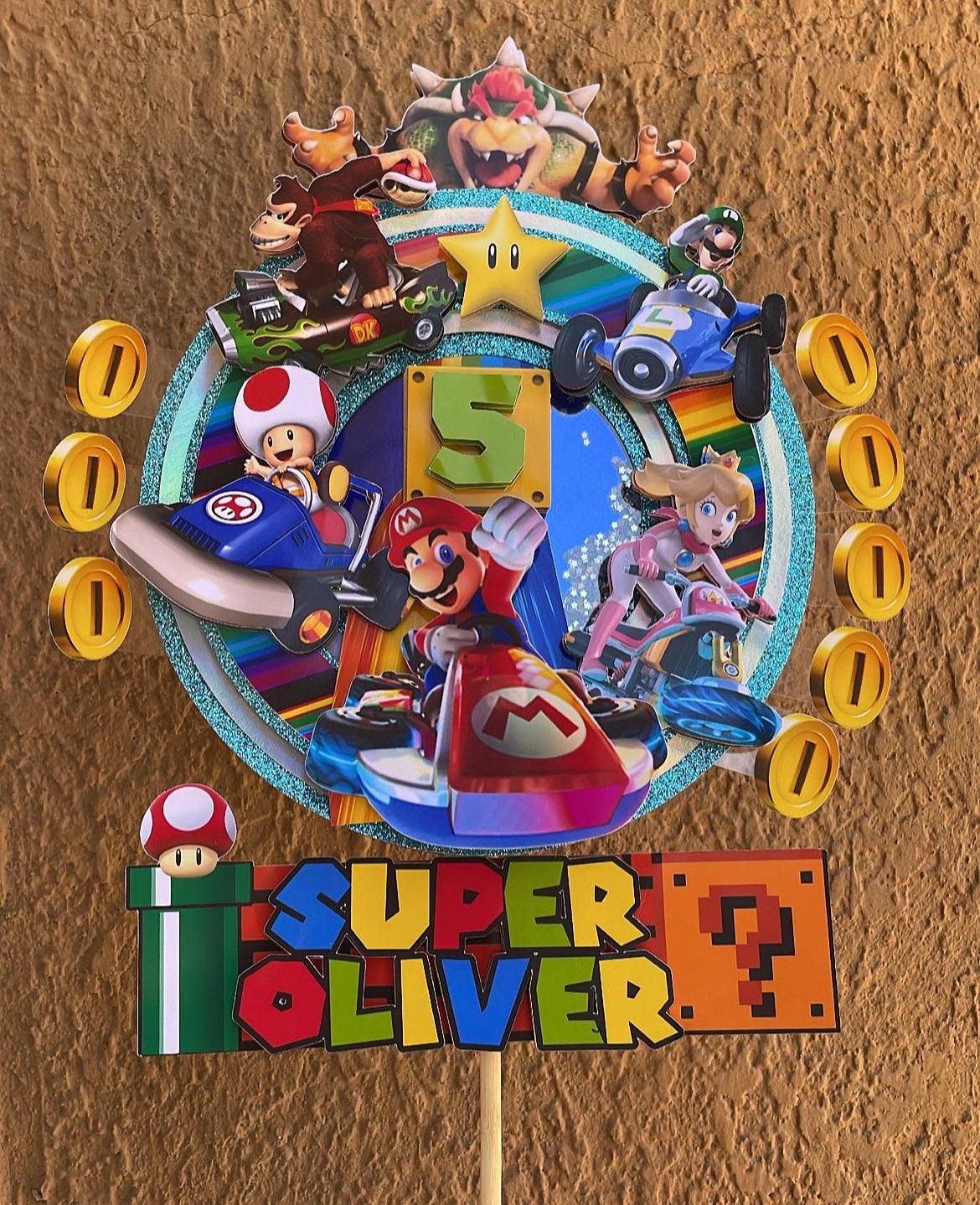 Super Mario 3D Topper, Super Mario Birthday Topper, Super Mario Shaker ...