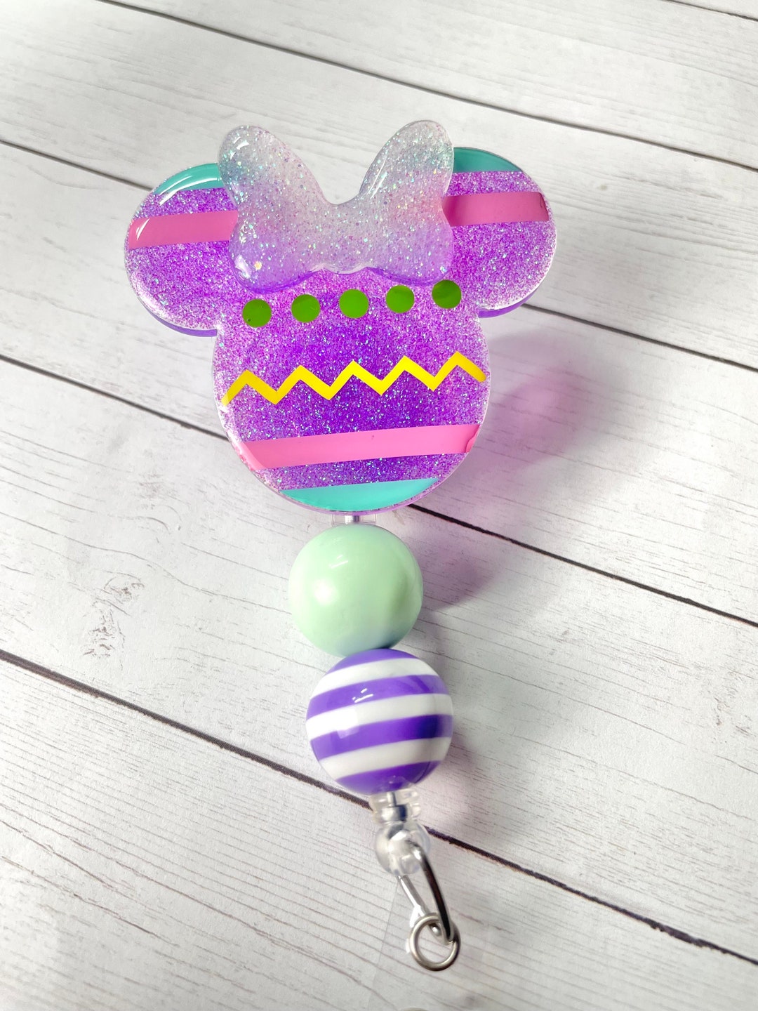 Mickey Mouse Head Easter Theme With Big Beads, Nurse Badge - Etsy