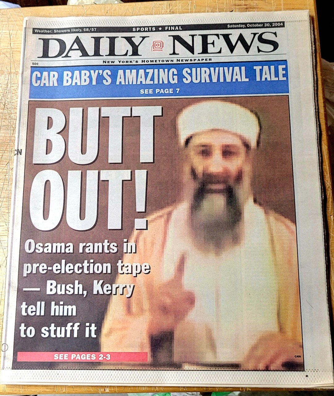 Osama Bin Laden New York Daily News October 30 2004 Excellent Condition ...