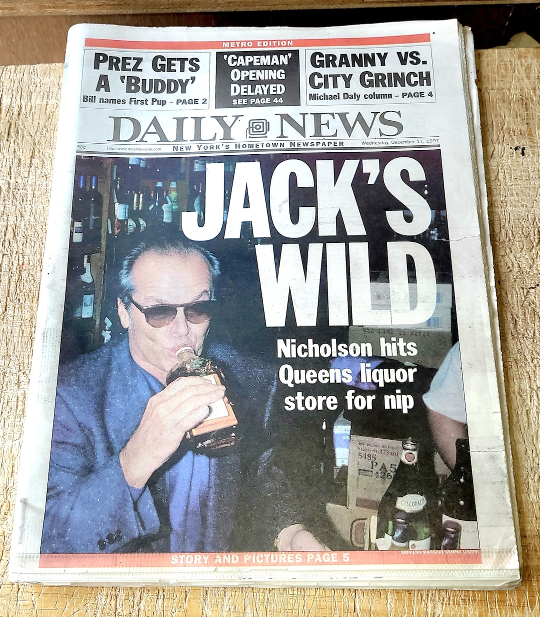 Jack Nicholson Bill Clinton Ny Daily News Newspaper December 17 1997 - Etsy