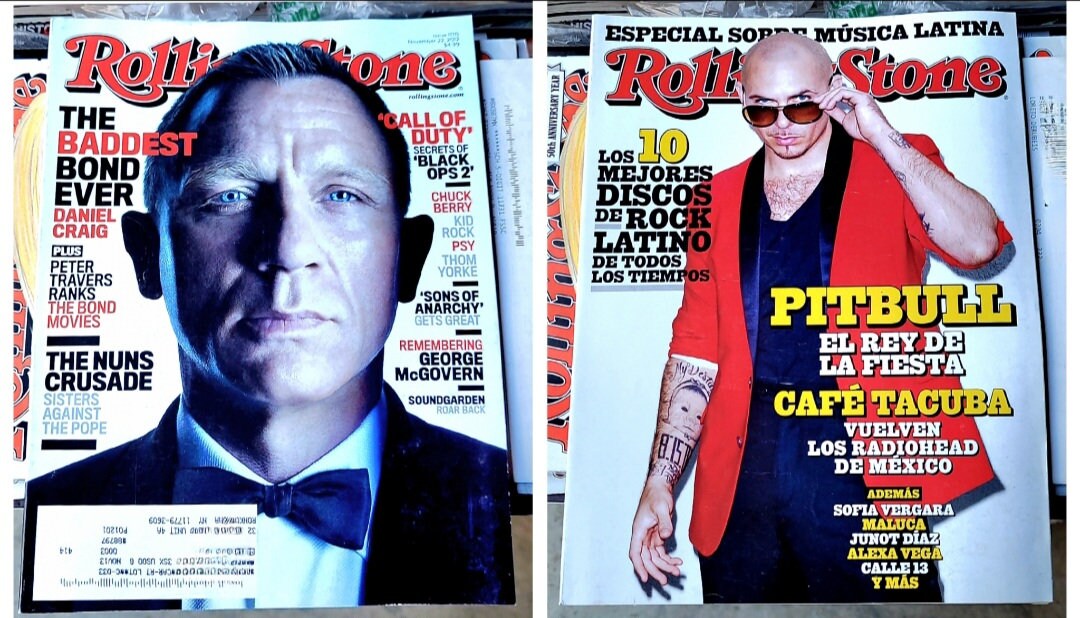 Daniel Craig Front Cover Pitbull Back Cover Rolling Stone 11/23/12 ...