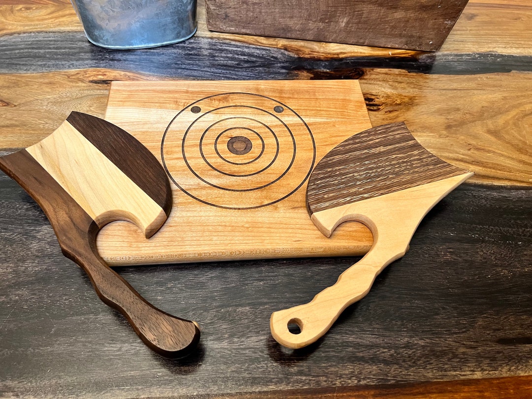 Handmade Axe Throwing Target and Axes Cutting Charcuterie Board ...