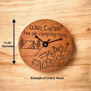 Funny Camping Clock | Laser Engraved | Maple or Cherry Wood | Fun ...
