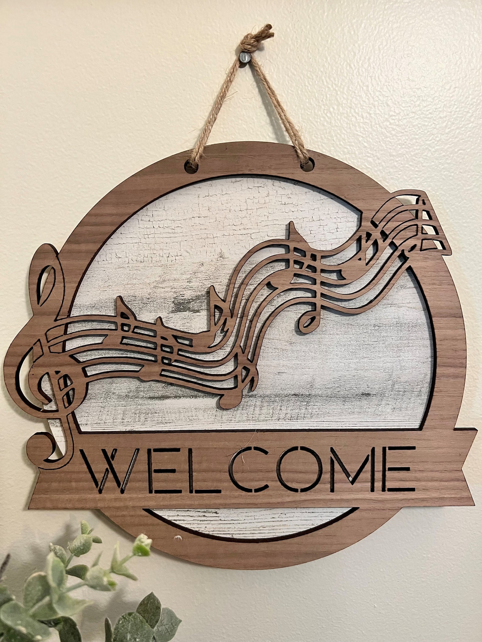 Music Notes Welcome Sign: Laser Cut Walnut Wood Classroom Decor - Etsy