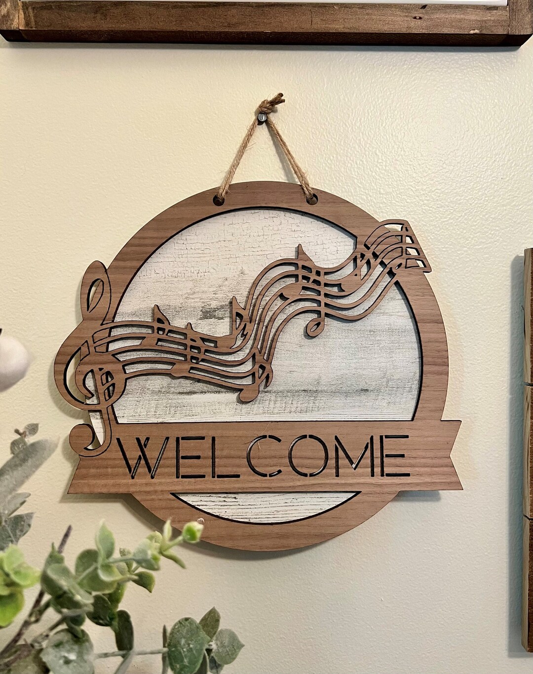 Music Notes Welcome Sign: Laser Cut Walnut Wood Classroom Decor - Etsy