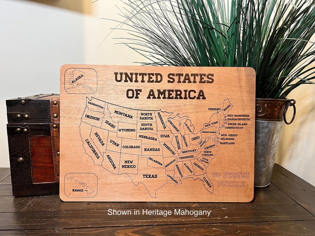 United States Geography Puzzle USA States Puzzle Educational Tool Laser ...