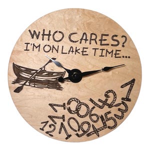 Funny Lake Time Clock | Maple or Cherry Wood | Fun Lake Cabin Gift - Etsy