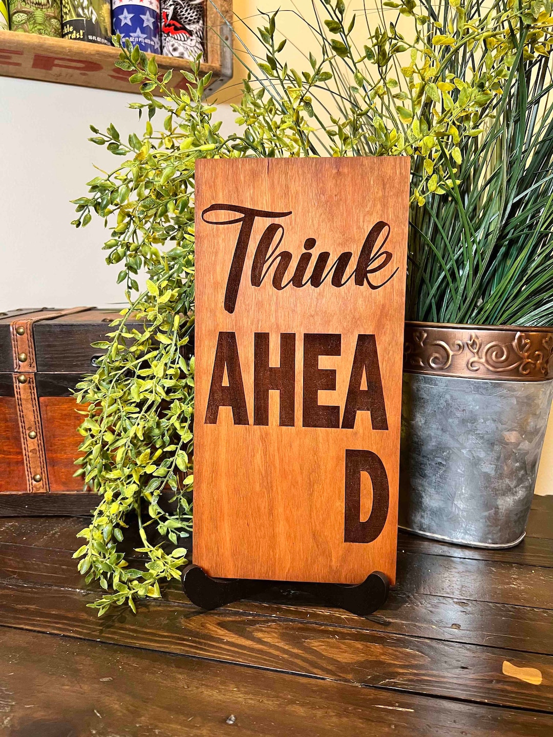 Think Ahead Wall Decor Laser Engraved Wall Sign Think Ahead Plaque ...