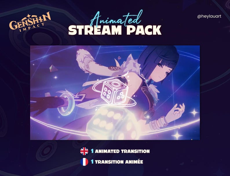 Stream Overlay for Twitch Genshin Impact Yelan Fontaine Liyue Animated ...