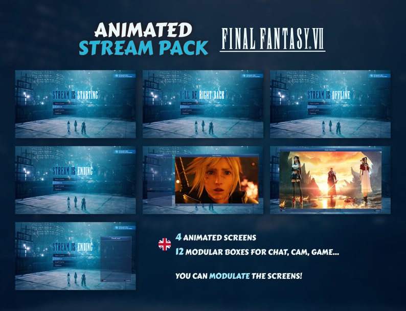 Stream Overlay Pack for Twitch | Final Fantasy 7 Remake Rebirth | FF7 ...