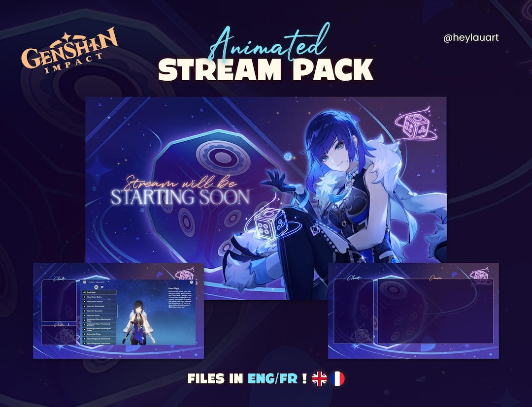 Stream Overlay for Twitch Genshin Impact Yelan Fontaine Liyue Animated ...