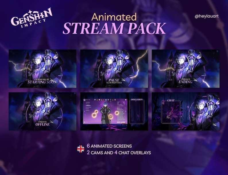 Stream Overlay for Twitch | Genshin Impact Flins No-krai | Animated ...