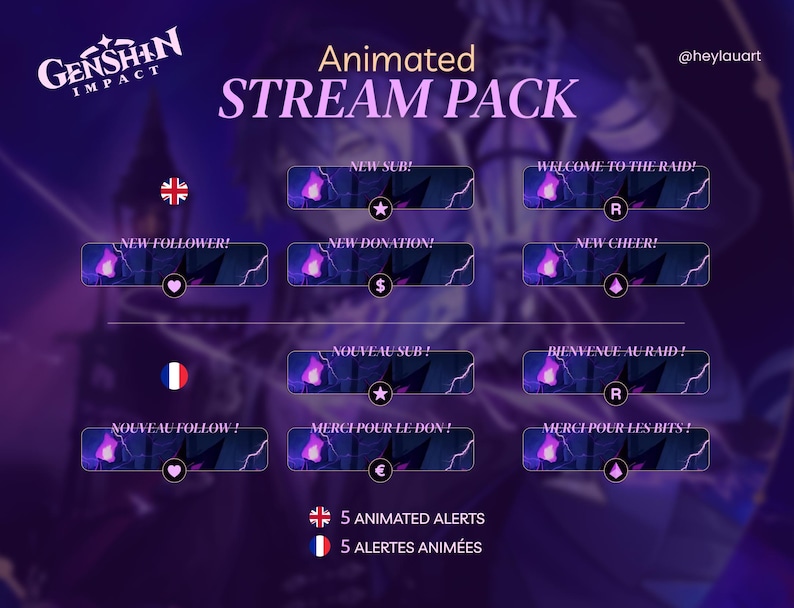 Stream Overlay for Twitch | Genshin Impact Flins No-krai | Animated ...