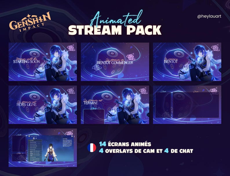 Stream Overlay for Twitch Genshin Impact Yelan Fontaine Liyue Animated ...