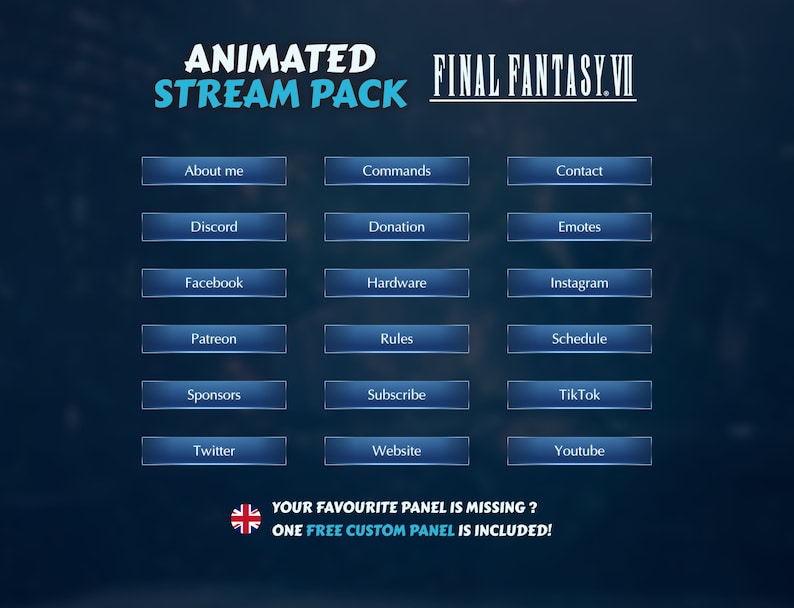 Stream Overlay Pack for Twitch | Final Fantasy 7 Remake Rebirth | FF7 ...