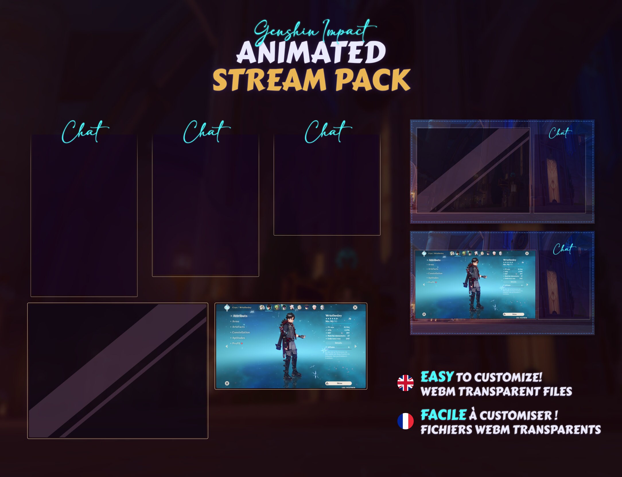 Stream Overlay Pack for Twitch | Genshin Impact | Furina Foçalor ...