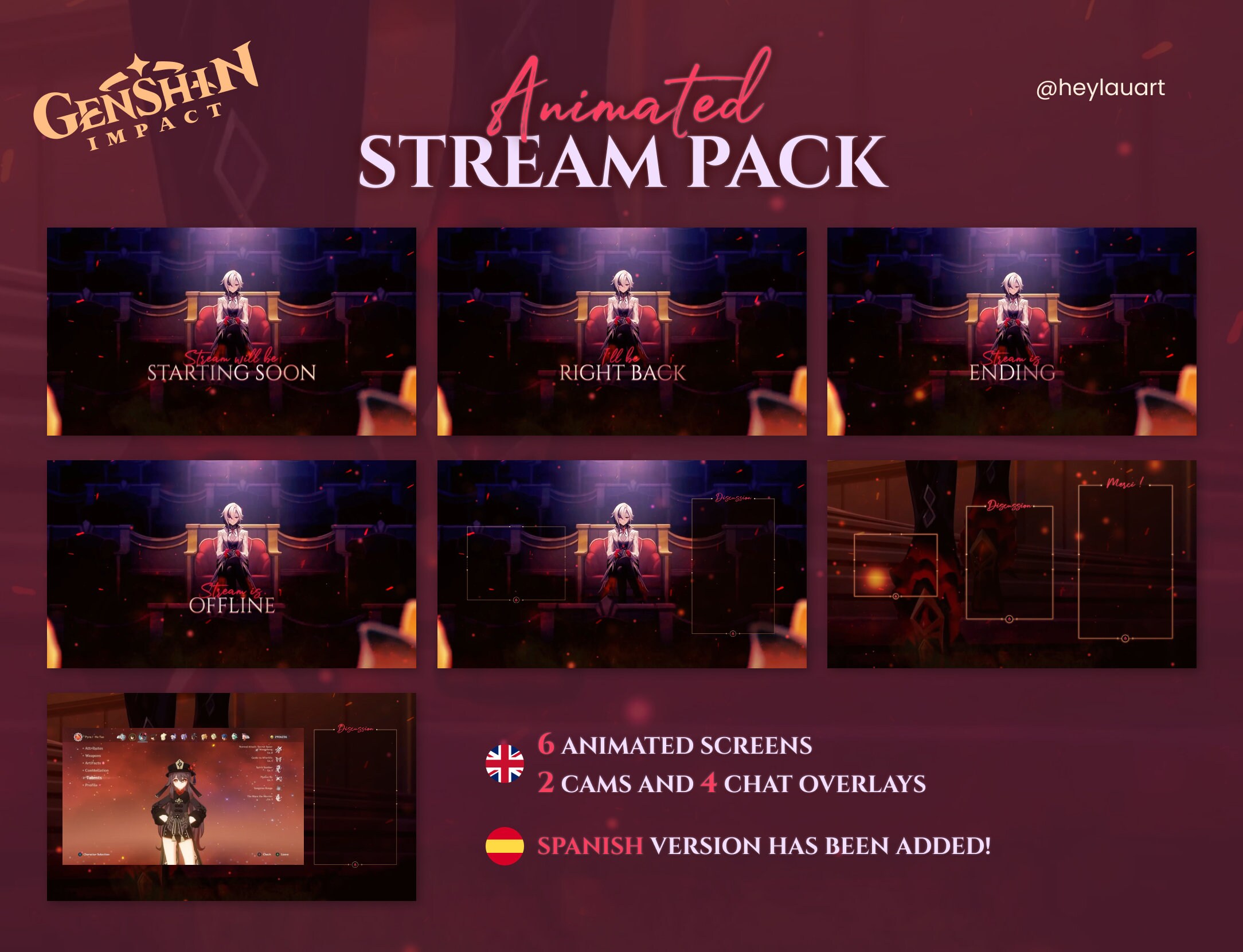Stream Overlay for Twitch | Genshin Impact Arlecchino Fountain Fatui ...