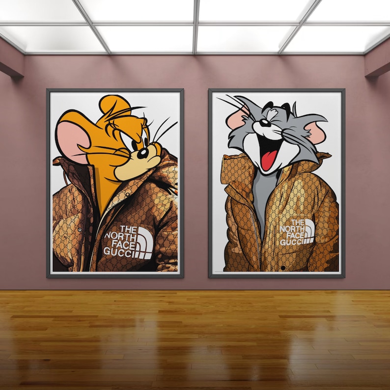 Drippy Jerry Art Print, Modern Tom and Jerry Canvas, GG X North Face ...