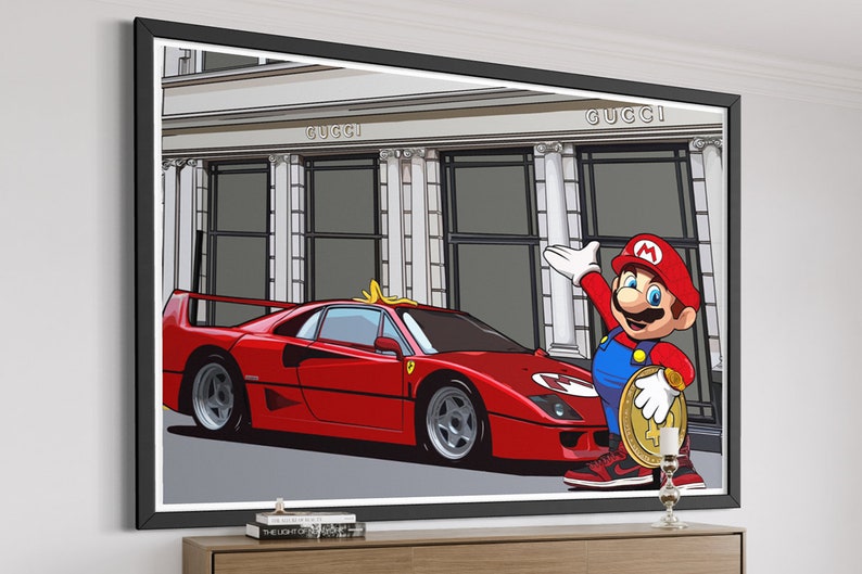 Ferrari F40 X Mario Kart Wall Art Print | Etsy