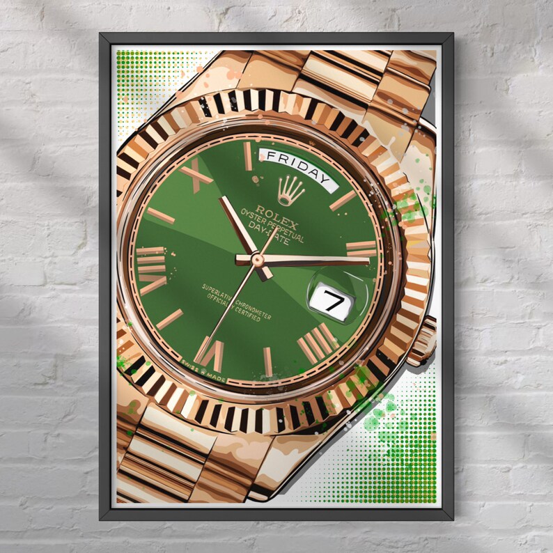 Olive Dial Gold Rolex Day-date Art Print Luxury Watch Fine - Etsy